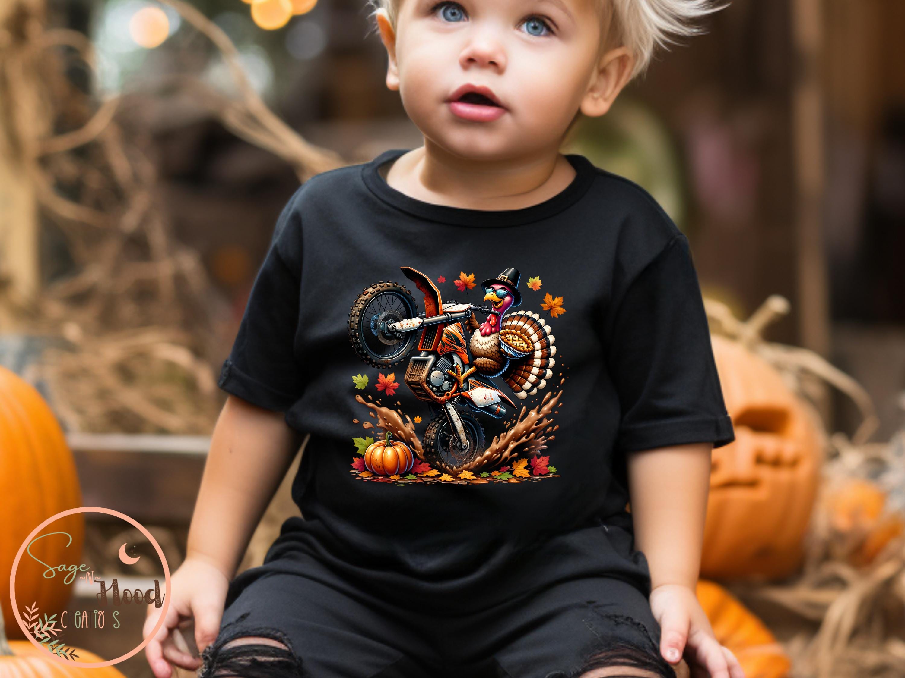 Thanksgiving Turkey Dirt Bike Png,turkey Png,fall Shirt for Kids,gobble ...