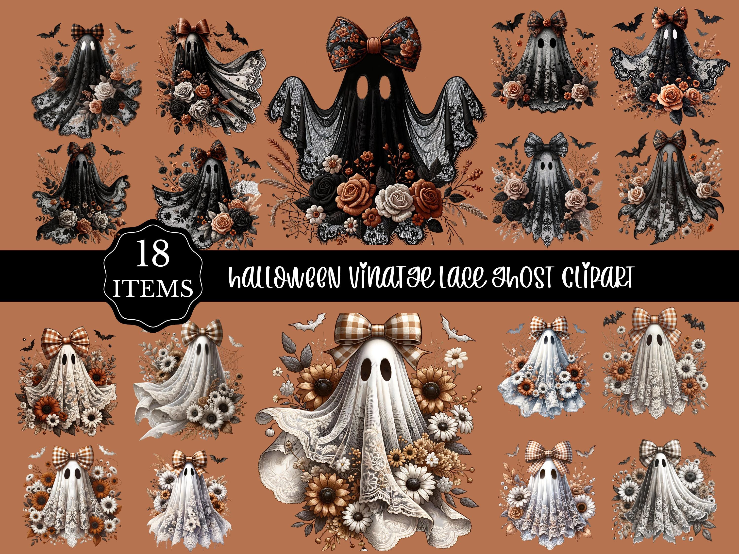 Vintage Lace Halloween Ghost Clipart Bundle (PNG Digital Download) - Etsy