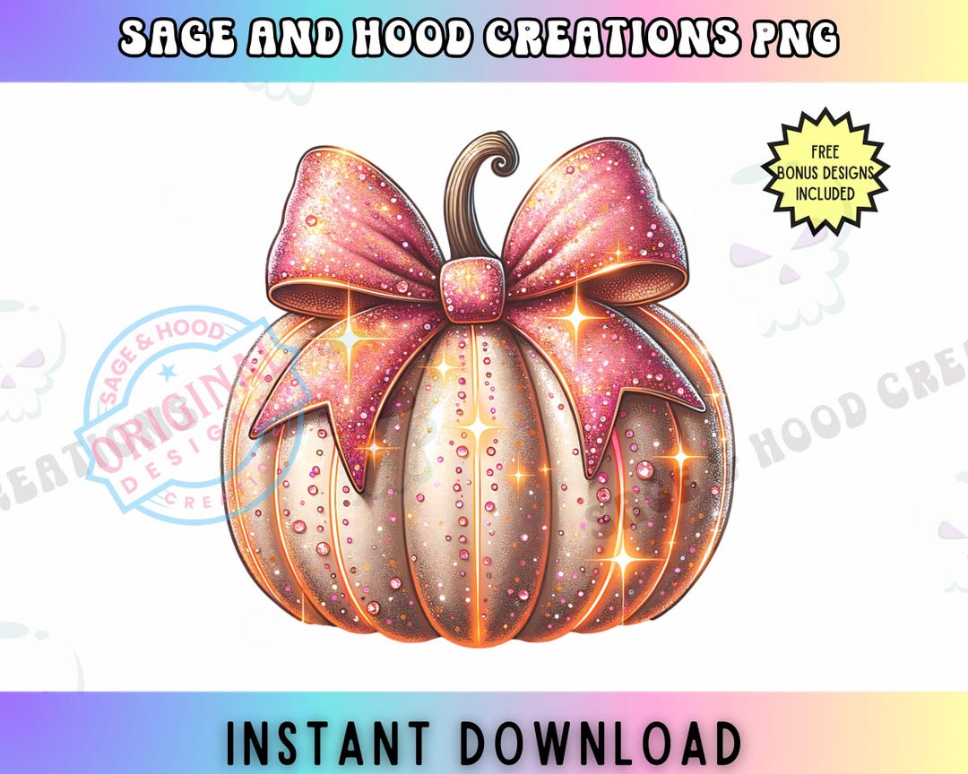 Halloween Pumpkin Digital Download Print, Pumpkin Coquette Bow ...