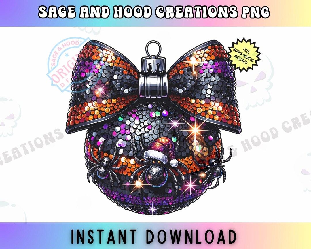 Spider Halloween Ornament Png,glitter Halloween Bauble,gothic Christmas ...