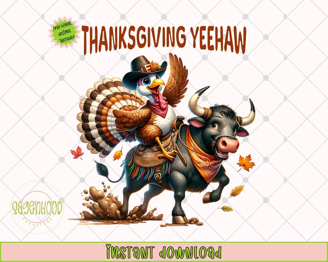 Thanksgiving Turkey Bull Riding Png,turkey Png,yeehaw Shirt Png ...