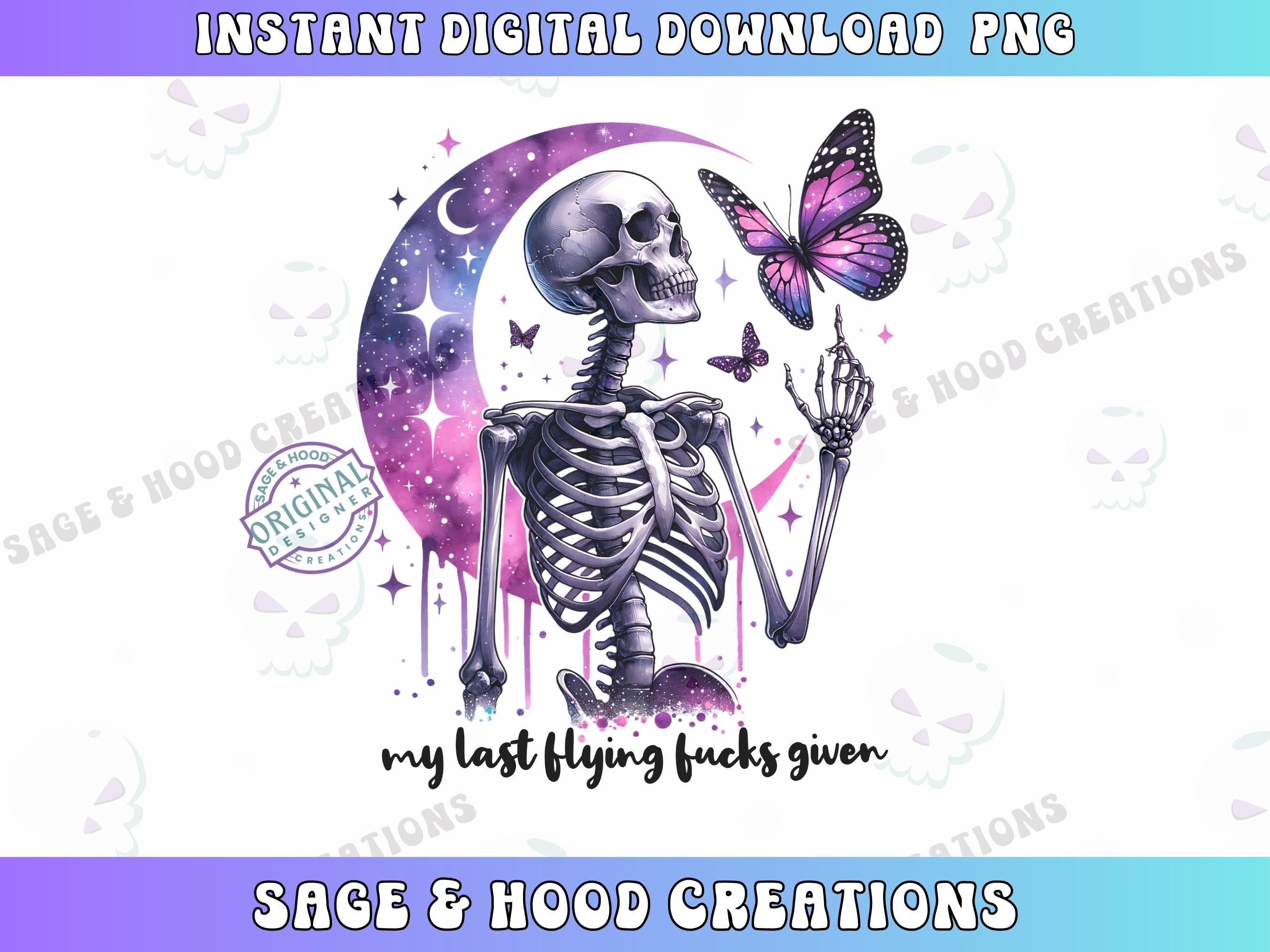 Funny Skeleton Clipart, Galaxy Moon Butterfly PNG (digital Download) - Etsy
