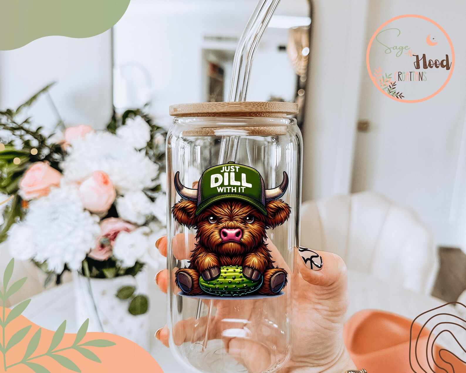 Cute Highland Cow Pickle Hat Png,just Dill With It Png,fluffy Cow ...