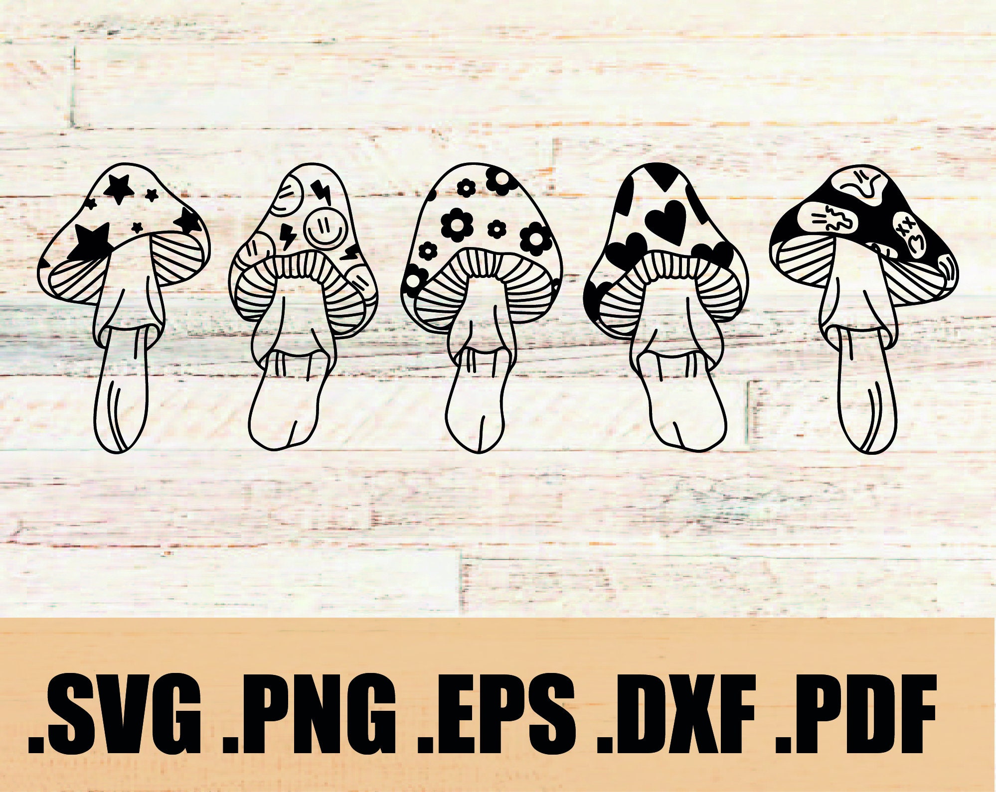Groovy Mushroom Bundle Svg, Magic Mystical Mushroom Svg, Mushroom Png ...