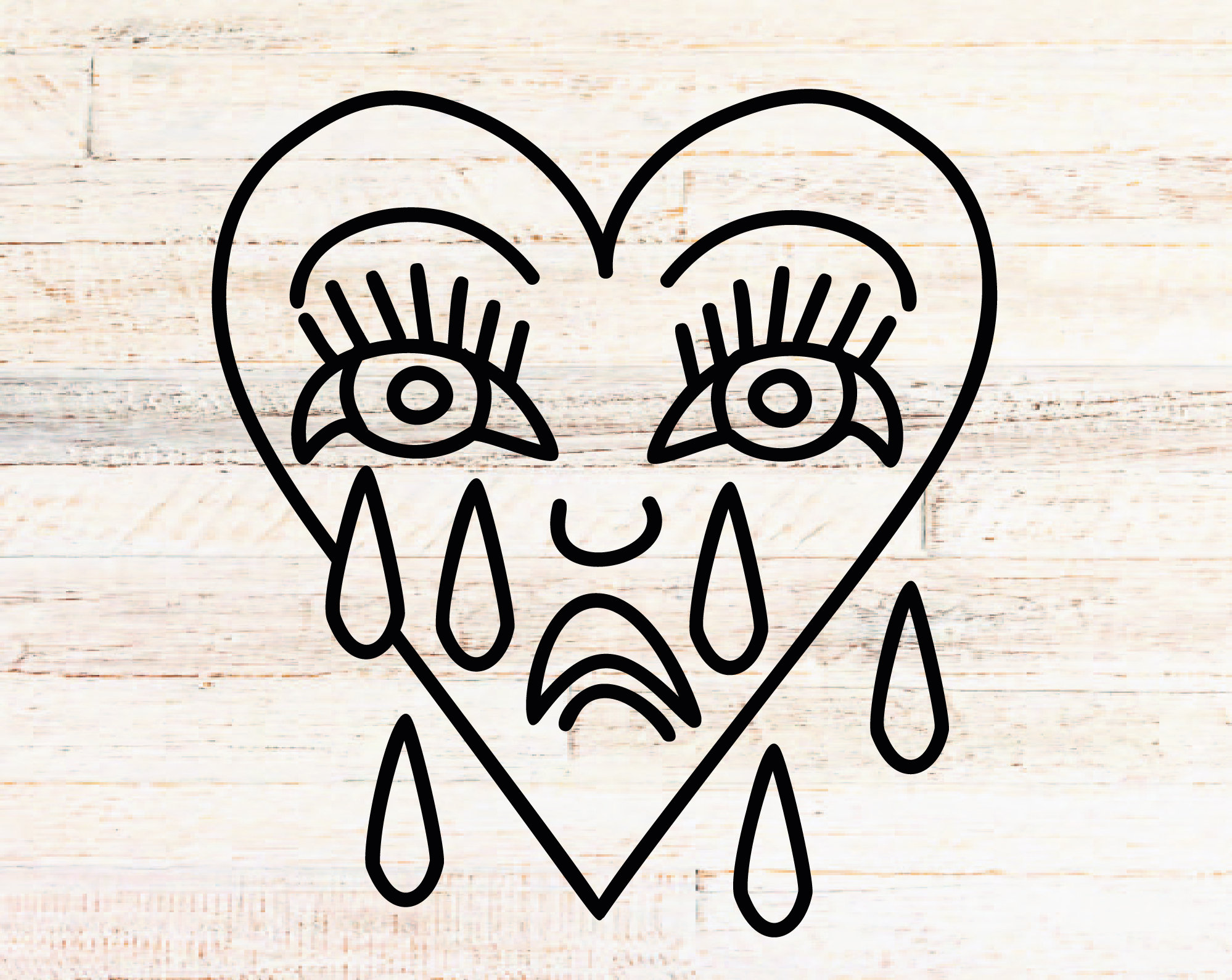 Crying Heart Sticker SVG, Crying Sad Sticker SVG, Emotion Face ...