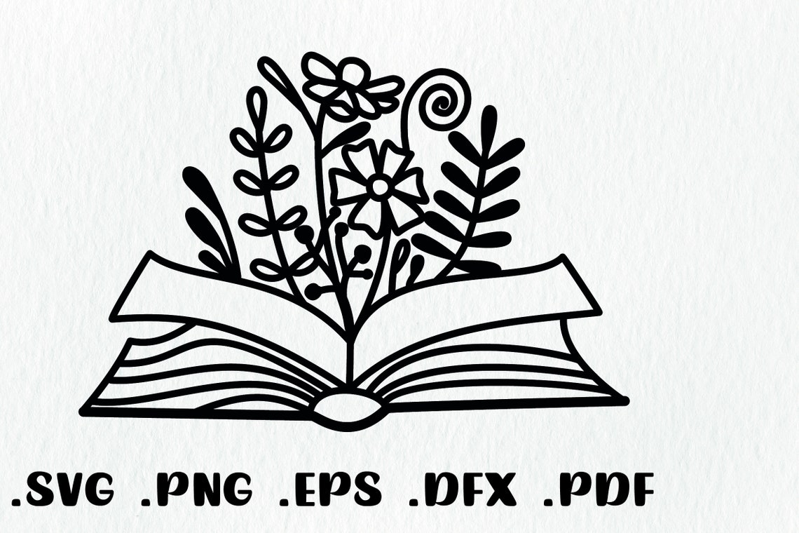 Open Book With Flowers Svg, Books Svg, Book Lover Svg, Bookworm Svg ...