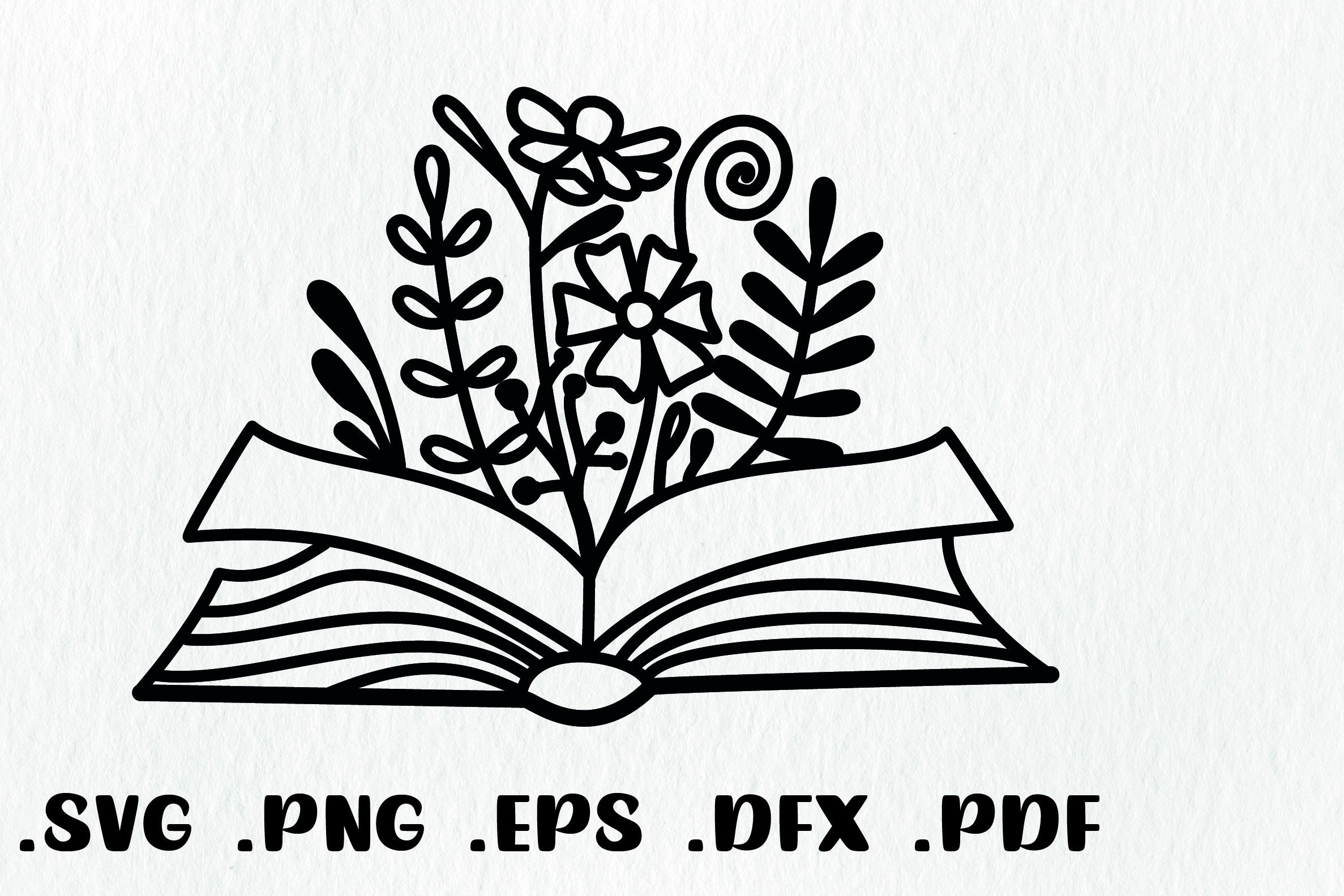 Open Book With Flowers Svg, Books Svg, Book Lover Svg, Bookworm Svg ...