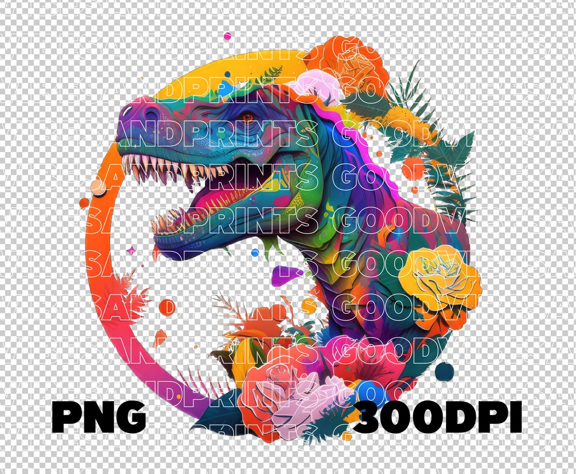 Rainbow T-rex Dinosaur Sublimation DTF DTG, Dinosaurs Png Sublimation ...
