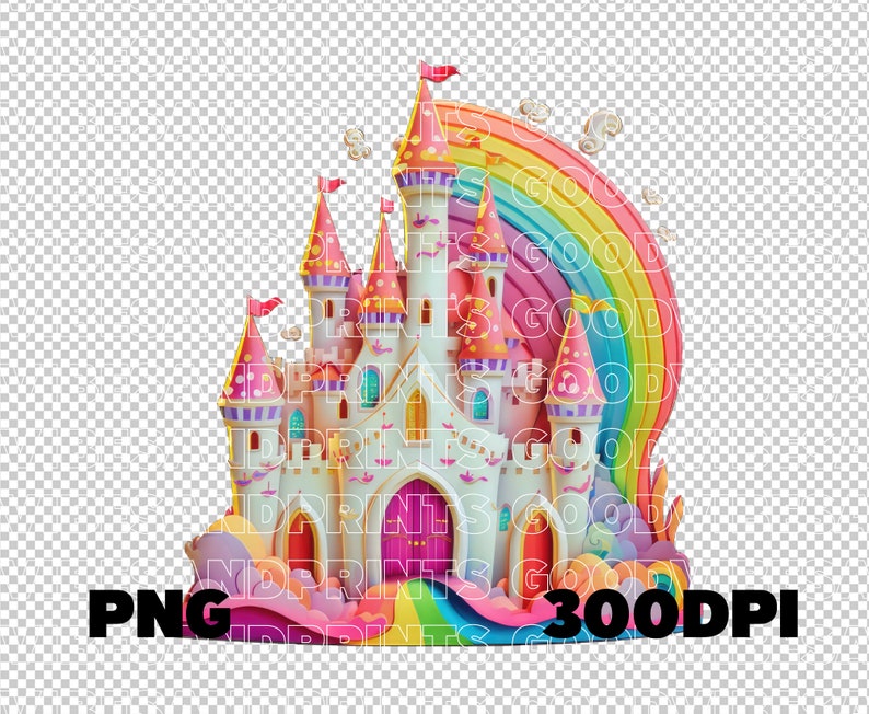 Rainbow Castle for Sublimation DTF DTG, Birthday Png Sublimation Design ...