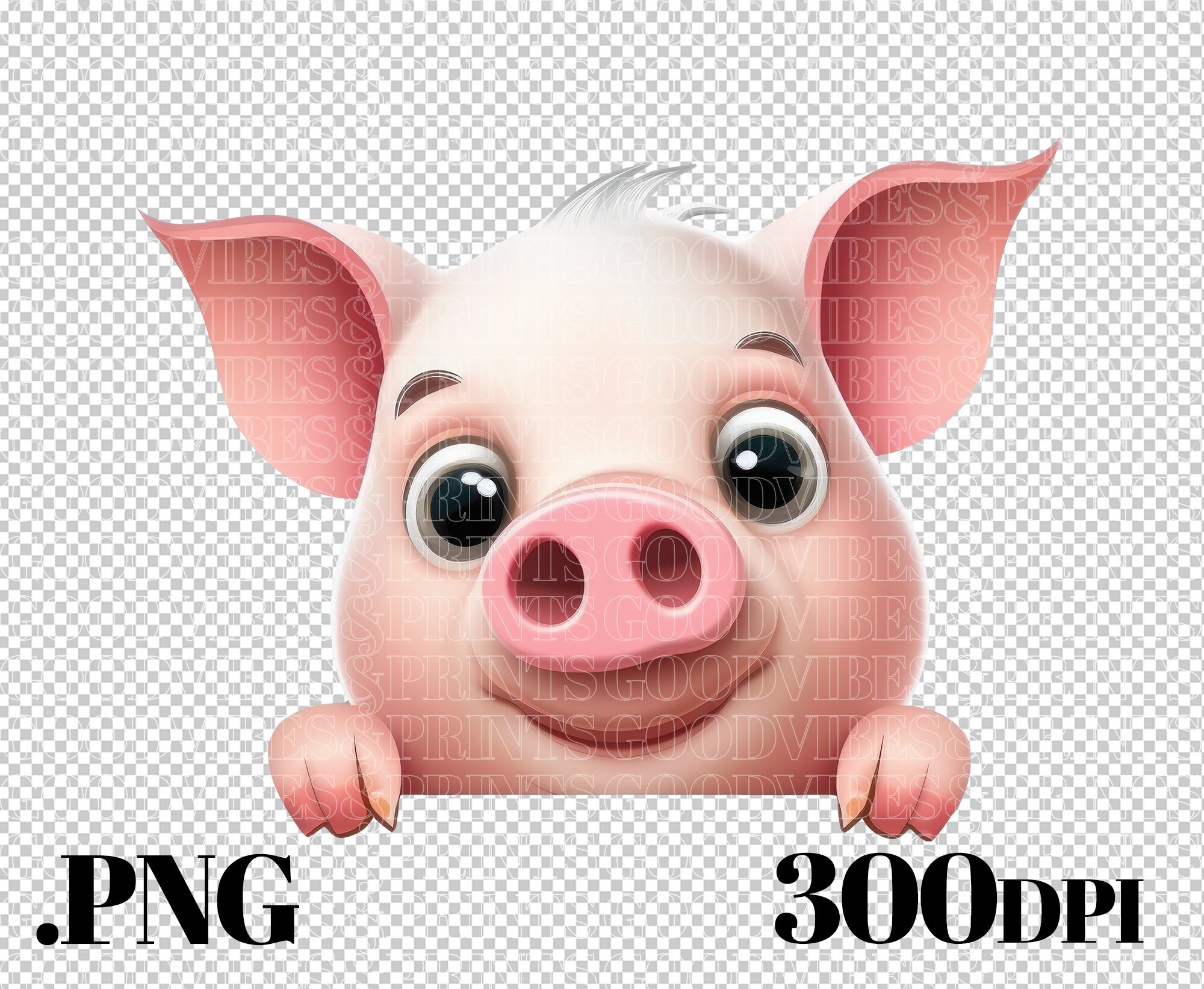 Cute Cartoon Piglet Png for Sublimation DTF DTG, Pig Clipart, Design ...