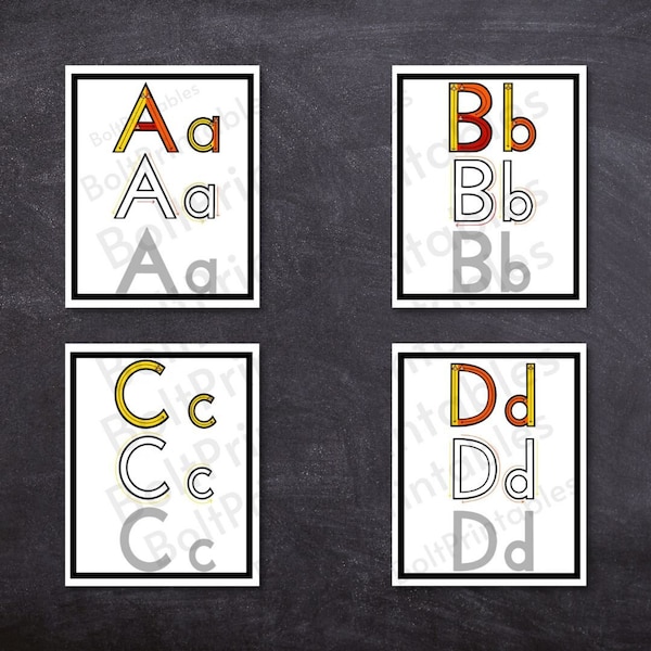 Alphabet Tracing Flash Cards - Etsy