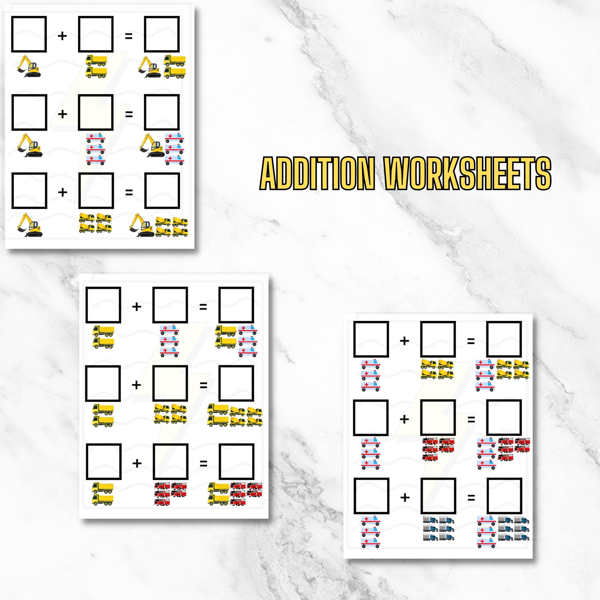Addition and Subtraction Worksheets, Printable Transportation Vehicle ...