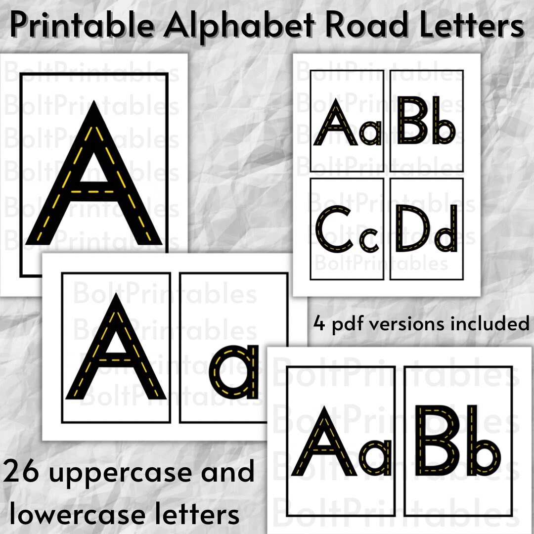 Alphabet Flash Cards, Transportation Road Letters,digital Printable ...