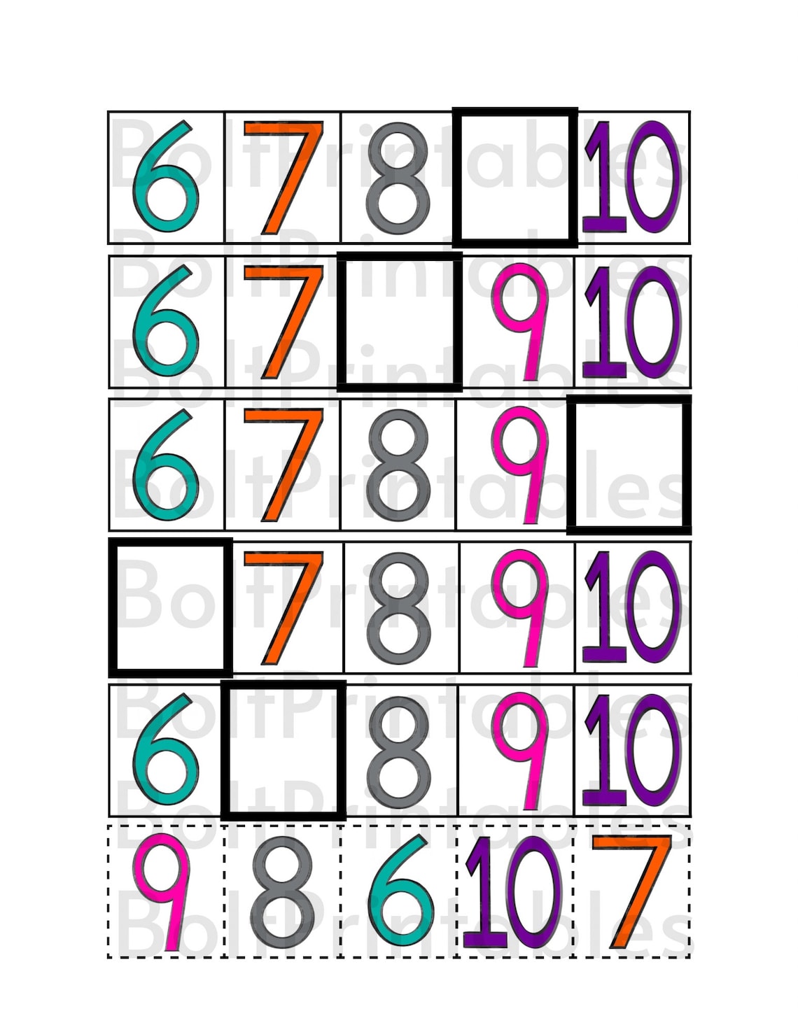 Printable Number Order Worksheet, Number Matching, Fill in Missing ...