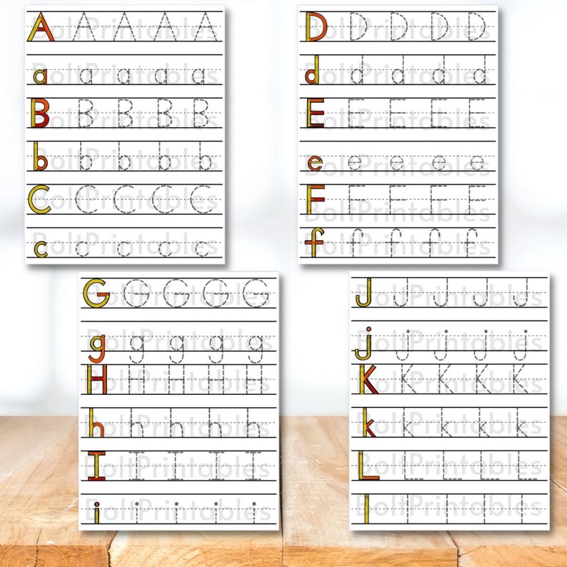 Printable Custom Alphabet Uppercase And Lowercase Tracing Worksheets Etsy
