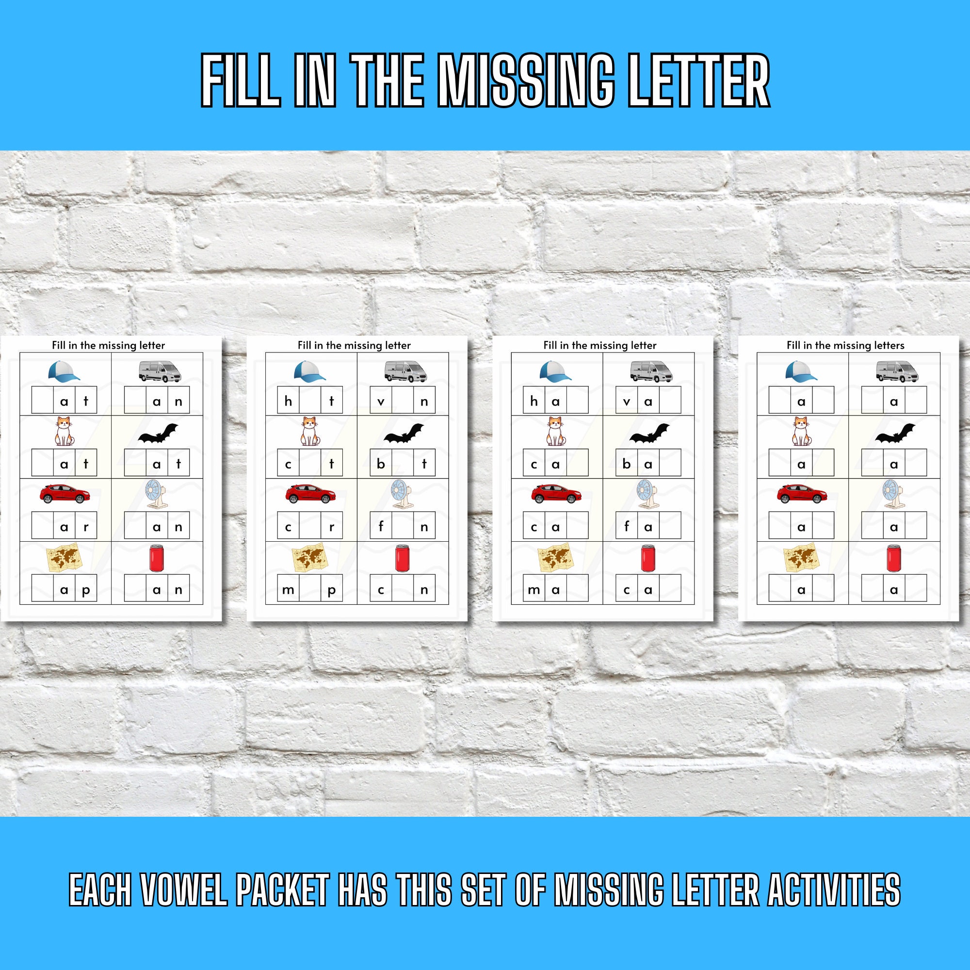 CVC Words Worksheets Bundle, AEIOU Vowel CVC Words With Pictures ...