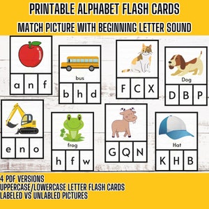 Alphabet Flash Cards, Match Beginning Letter Sounds, Digital Printable ...