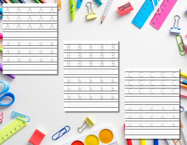 26 Alphabet Tracing Worksheets, Digital Printable, Uppercase Lowercase ...