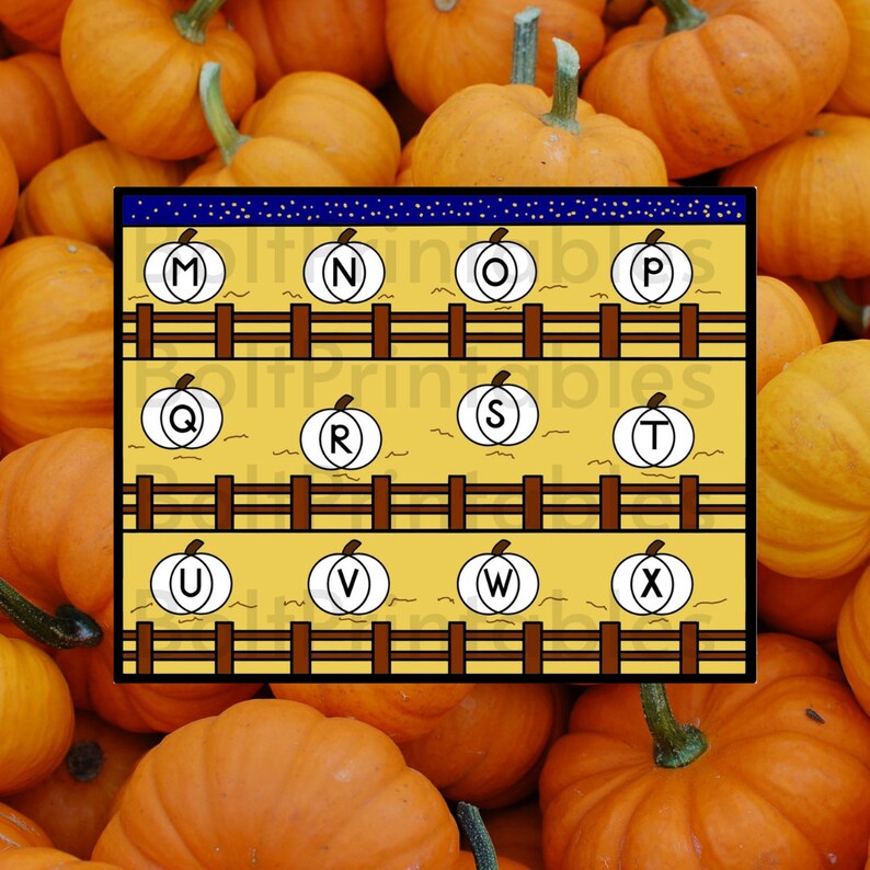 Printable Pumpkin Patch Alphabet Uppercase & Lowercase Letter - Etsy