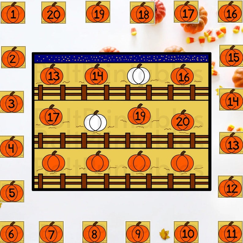 Printable Pumpkin Patch Number Order Activity Worksheets Counting ...