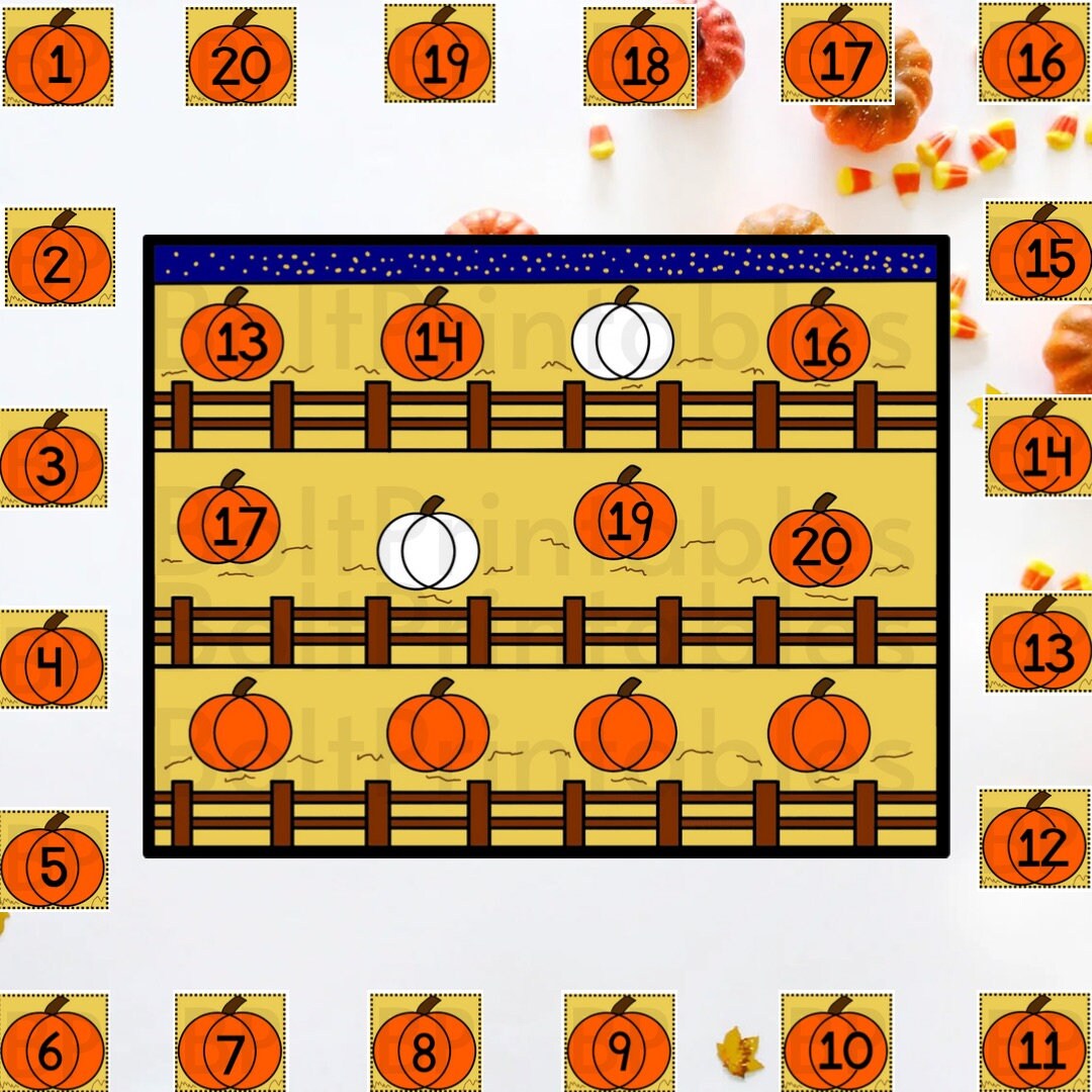 Printable Pumpkin Patch Number Order Activity Worksheets Counting ...