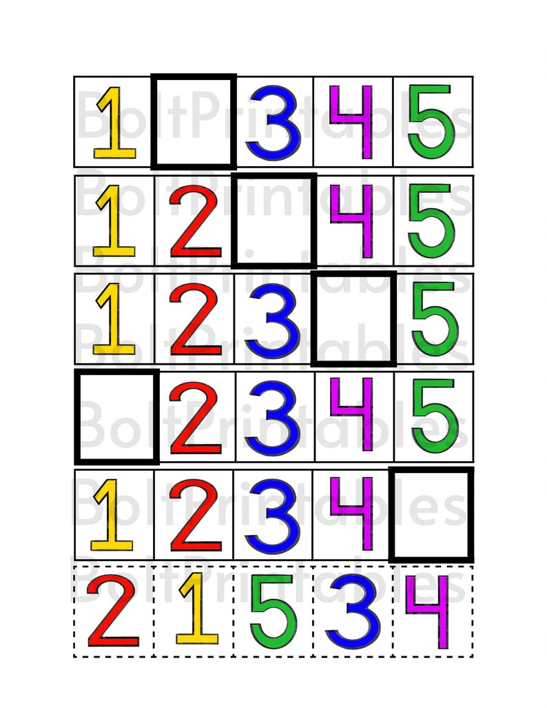 Printable Number Order Worksheet, Number Matching, Fill in Missing ...
