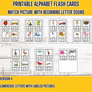Alphabet Flash Cards, Match Beginning Letter Sounds, Digital Printable ...