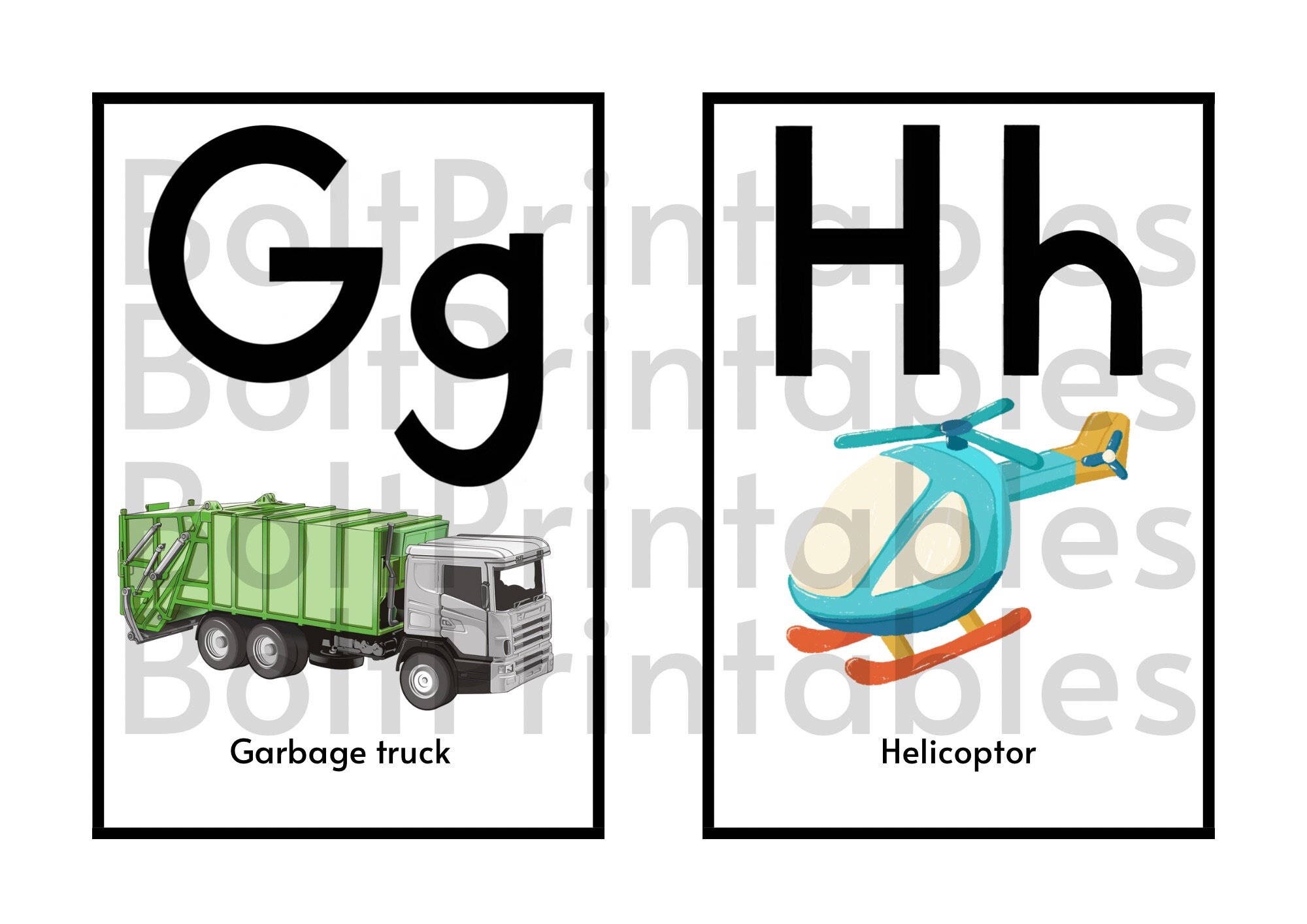 Printable Transportation Vehicle Themed Alphabet Flash Cards - Etsy