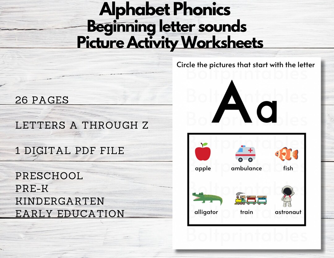 Alphabet Letters Sounds, Beginning Letter Phonics Picture Activity ...