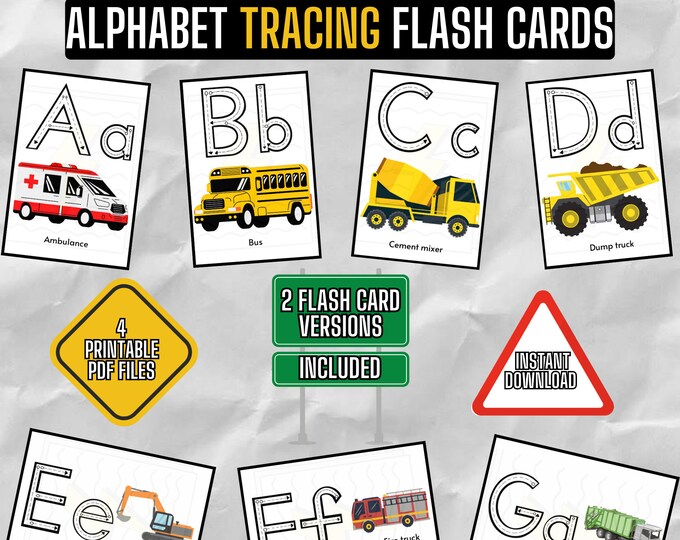 Printable Alphabet Cards, Transportation Theme Alphabet, ABC Cards ...