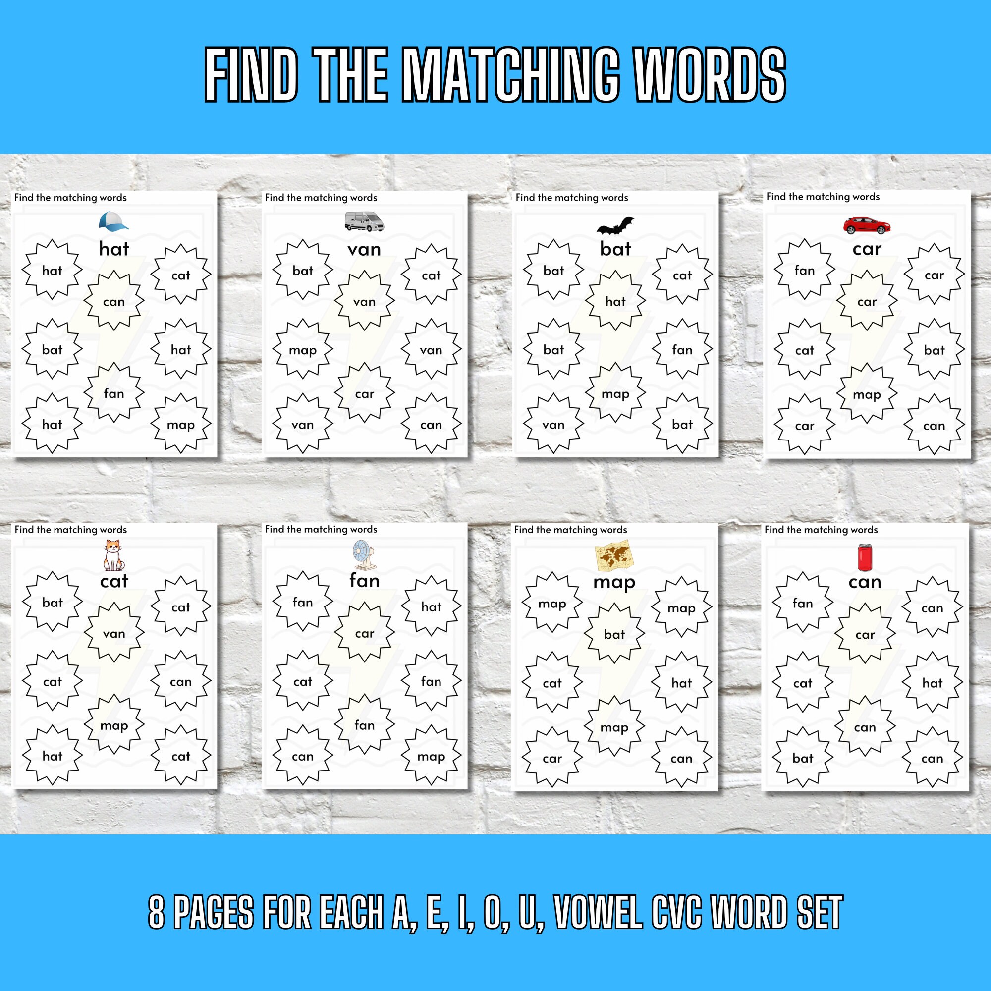 CVC Words Worksheets Bundle, AEIOU Vowel CVC Words With Pictures ...