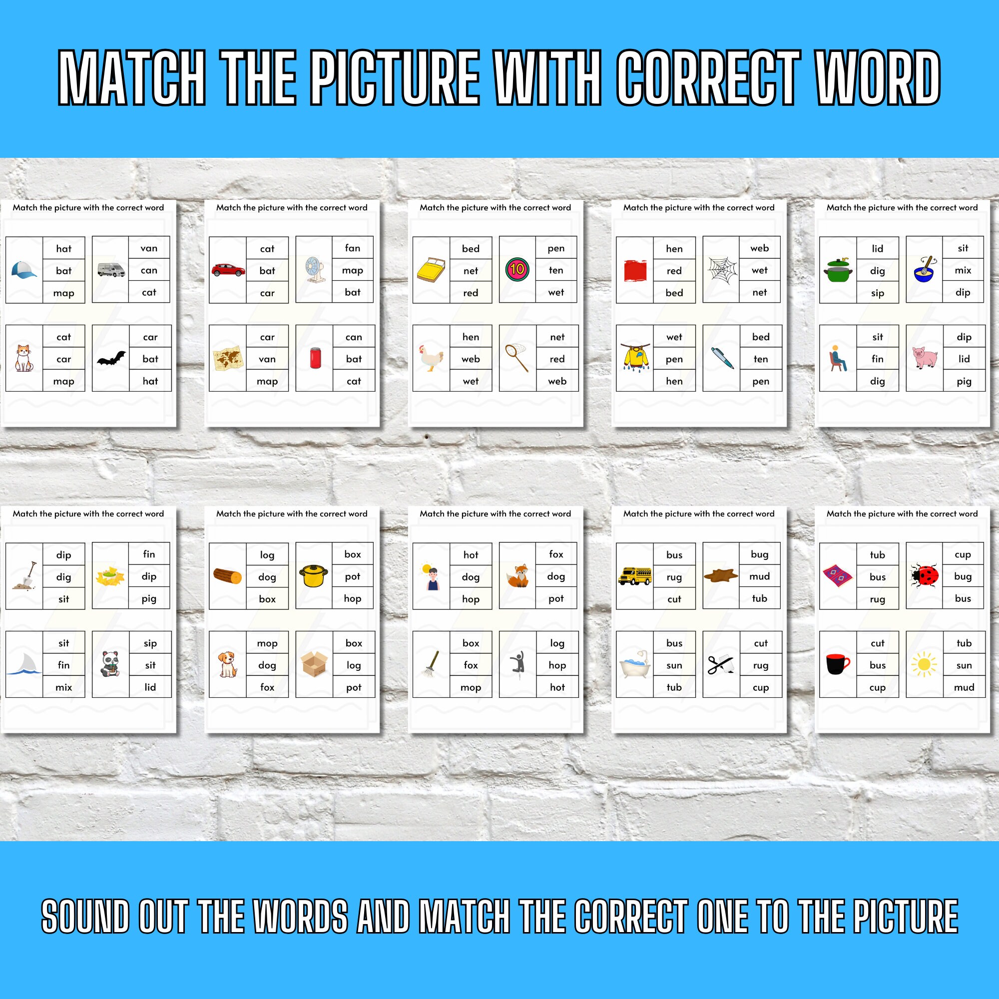 CVC Words Worksheets Bundle, AEIOU Vowel CVC Words With Pictures ...