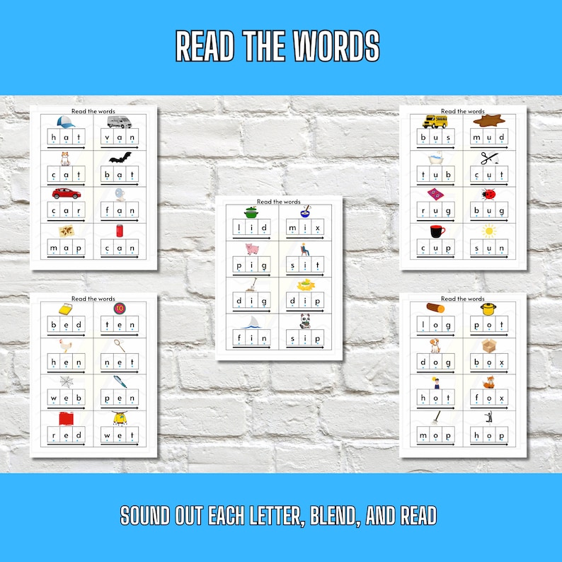 CVC Words Worksheets Bundle, AEIOU Vowel CVC Words With Pictures ...