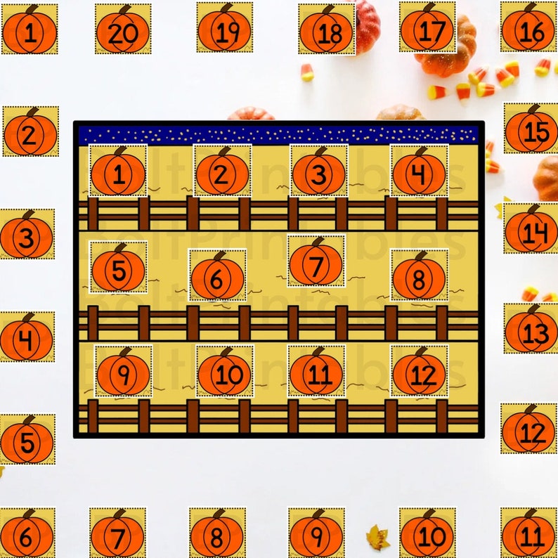 Printable Pumpkin Patch Number Order Activity Worksheets Counting ...