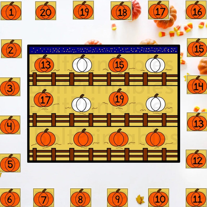 Printable Pumpkin Patch Number Order Activity Worksheets Counting ...