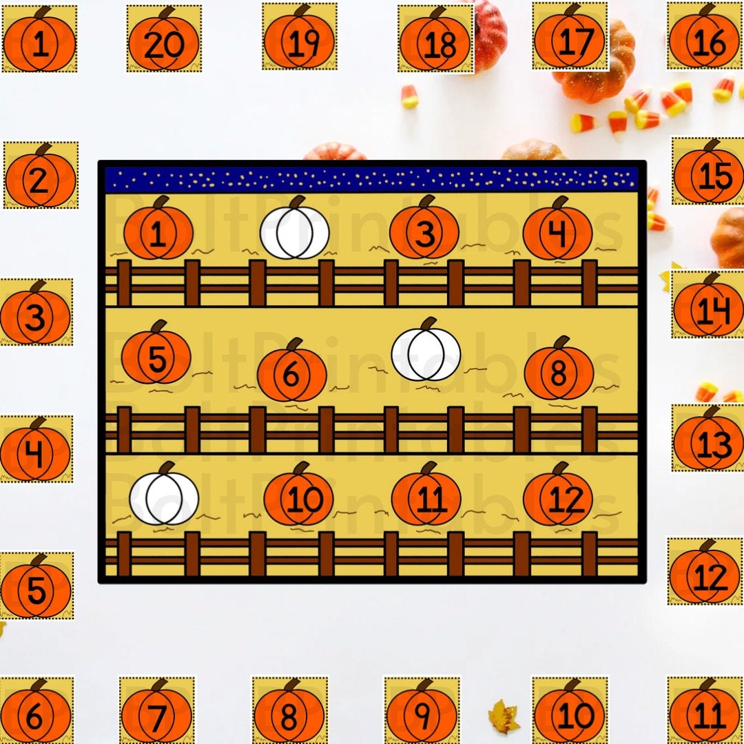 Printable Pumpkin Patch Number Order Activity Worksheets Counting ...