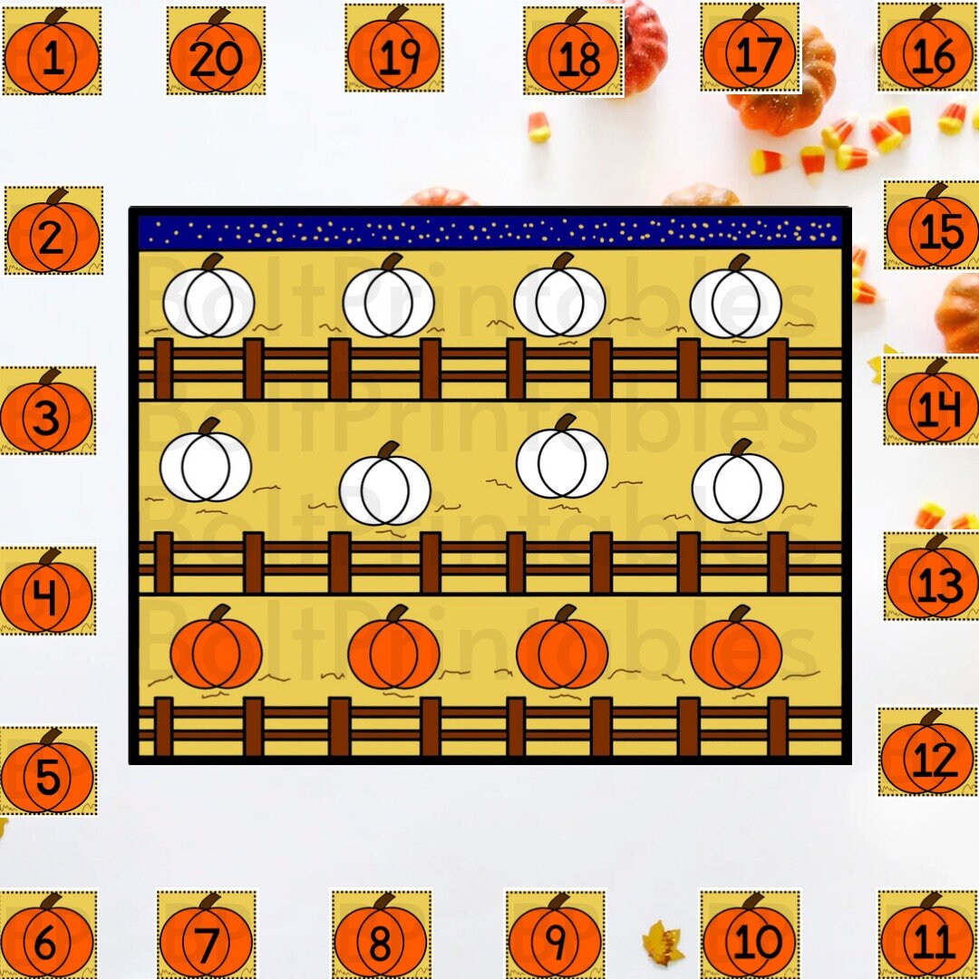 Printable Pumpkin Patch Number Order Activity Worksheets Counting ...