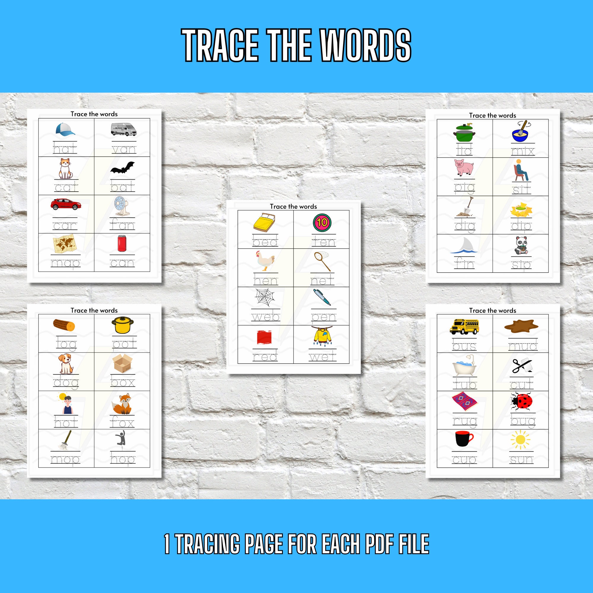 CVC Words Worksheets Bundle, AEIOU Vowel CVC Words With Pictures ...