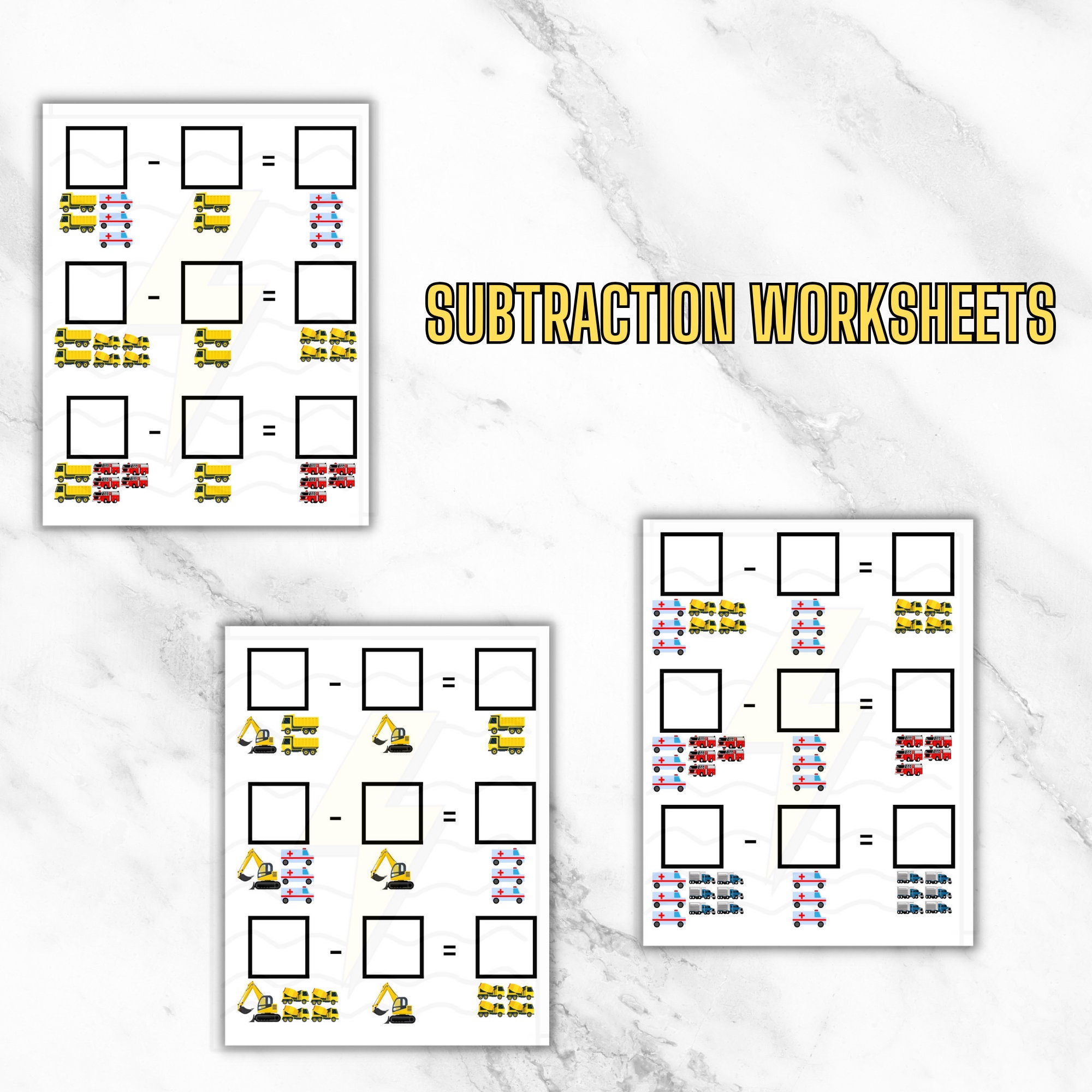 Addition and Subtraction Worksheets, Printable Transportation Vehicle ...