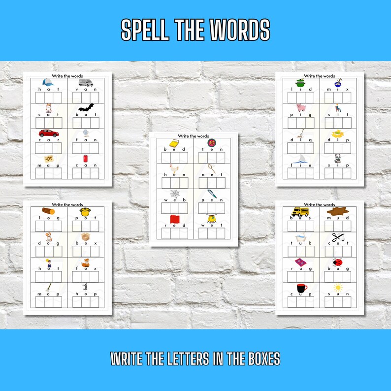 CVC Words Worksheets Bundle, AEIOU Vowel CVC Words With Pictures ...