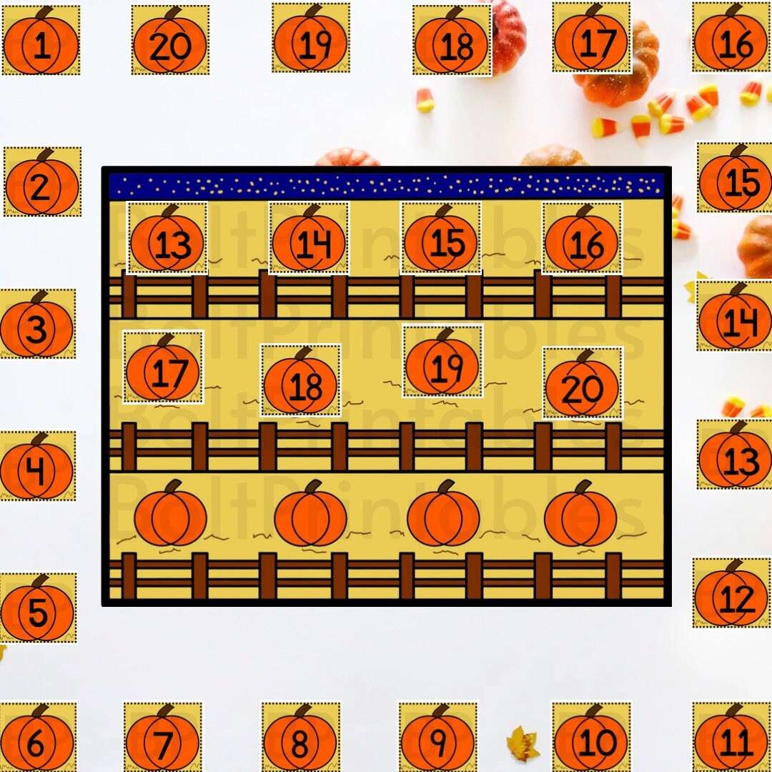 Printable Pumpkin Patch Number Order Activity Worksheets Counting ...