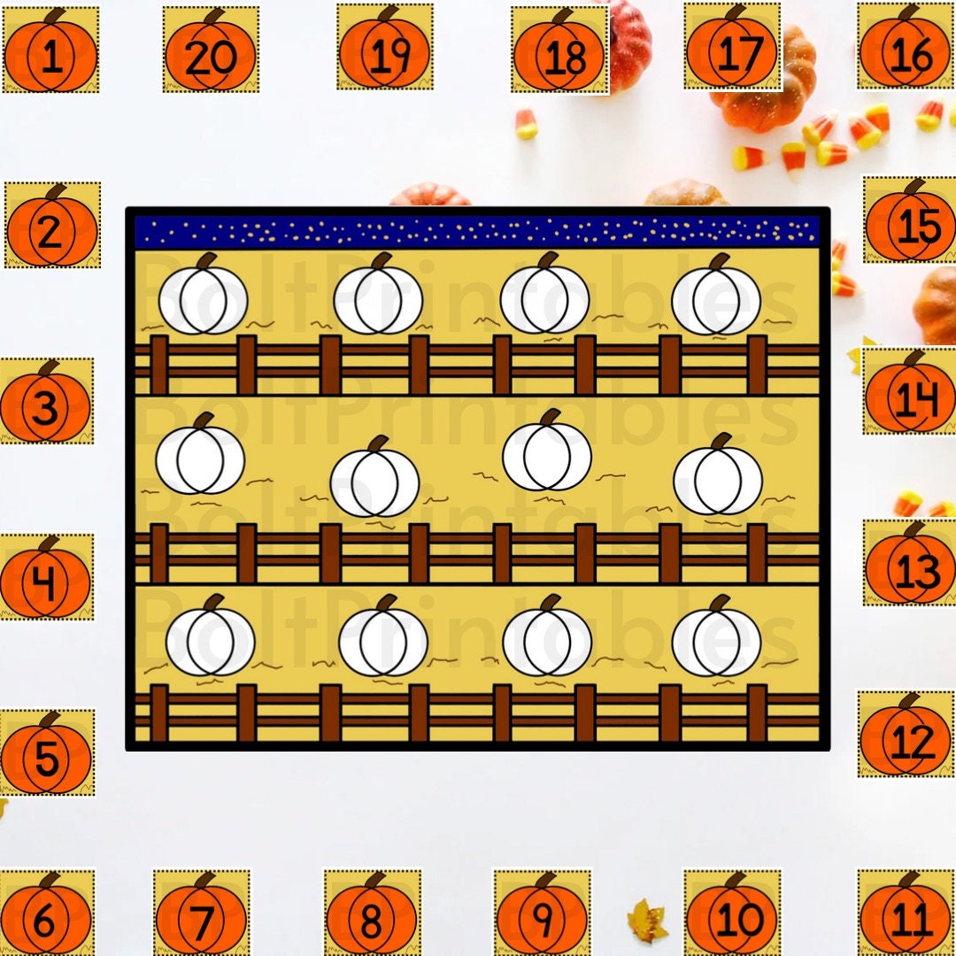 Printable Pumpkin Patch Number Order Activity Worksheets Counting ...
