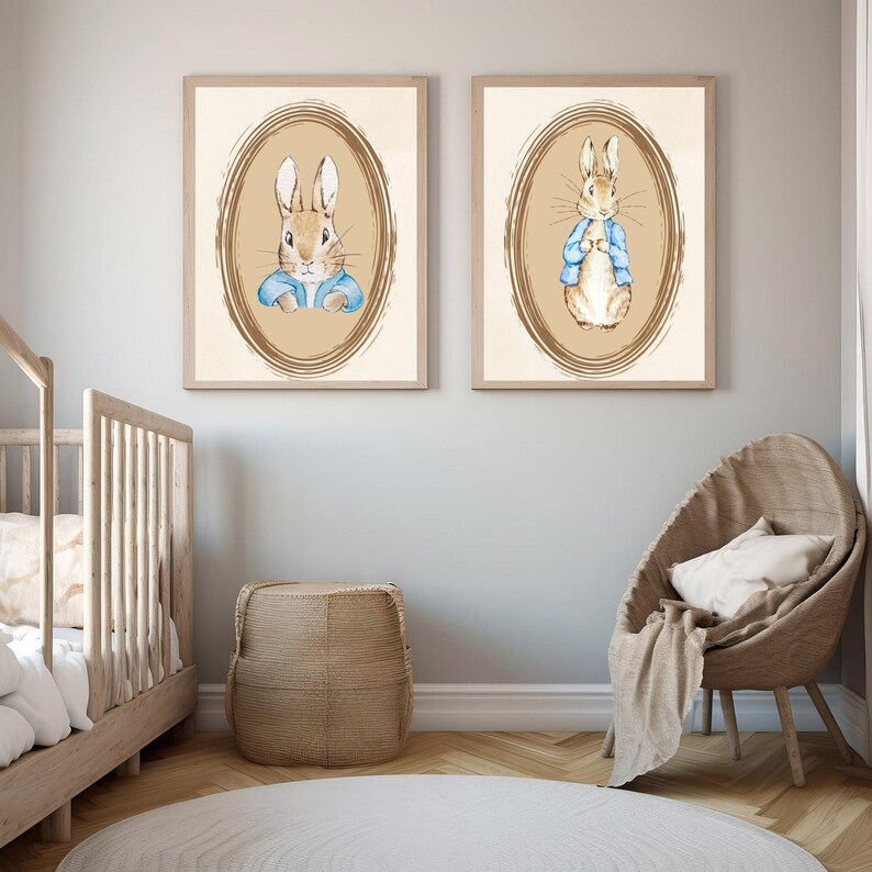 Peter Rabbit Nursery Wall Art Set – Scandinavian Style Bunny Prints ...