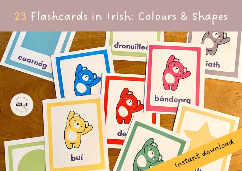 SHAPES & COLOURS 23 Flashcards in Irish for Digital Download Cruthanna ...