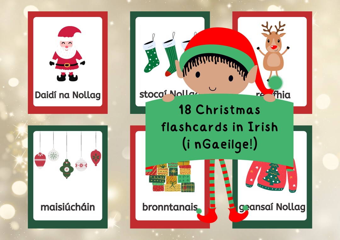 CHRISTMAS: 18 Christmas Flashcards in Irish / Luaschartaí Na Nollag as ...