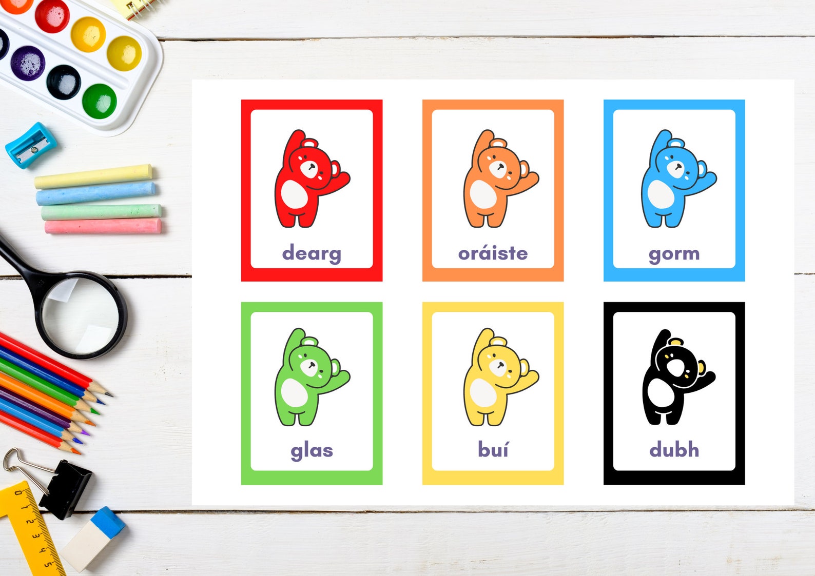 SHAPES & COLOURS - 23 Flashcards in Irish for Digital Download ...