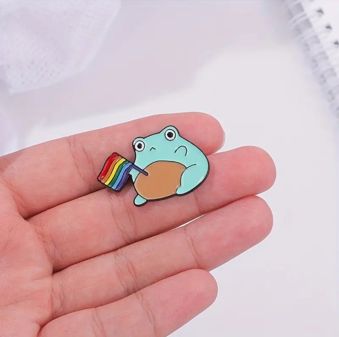 Cute LGBTQ Pride Flag Frog Enamel Pin Alloy Brooch Meme - Etsy