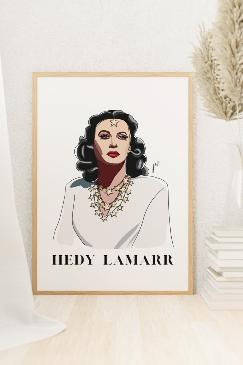 Hedy Lamarr Illustration Wall Art Print Hedy Lamarr - Etsy