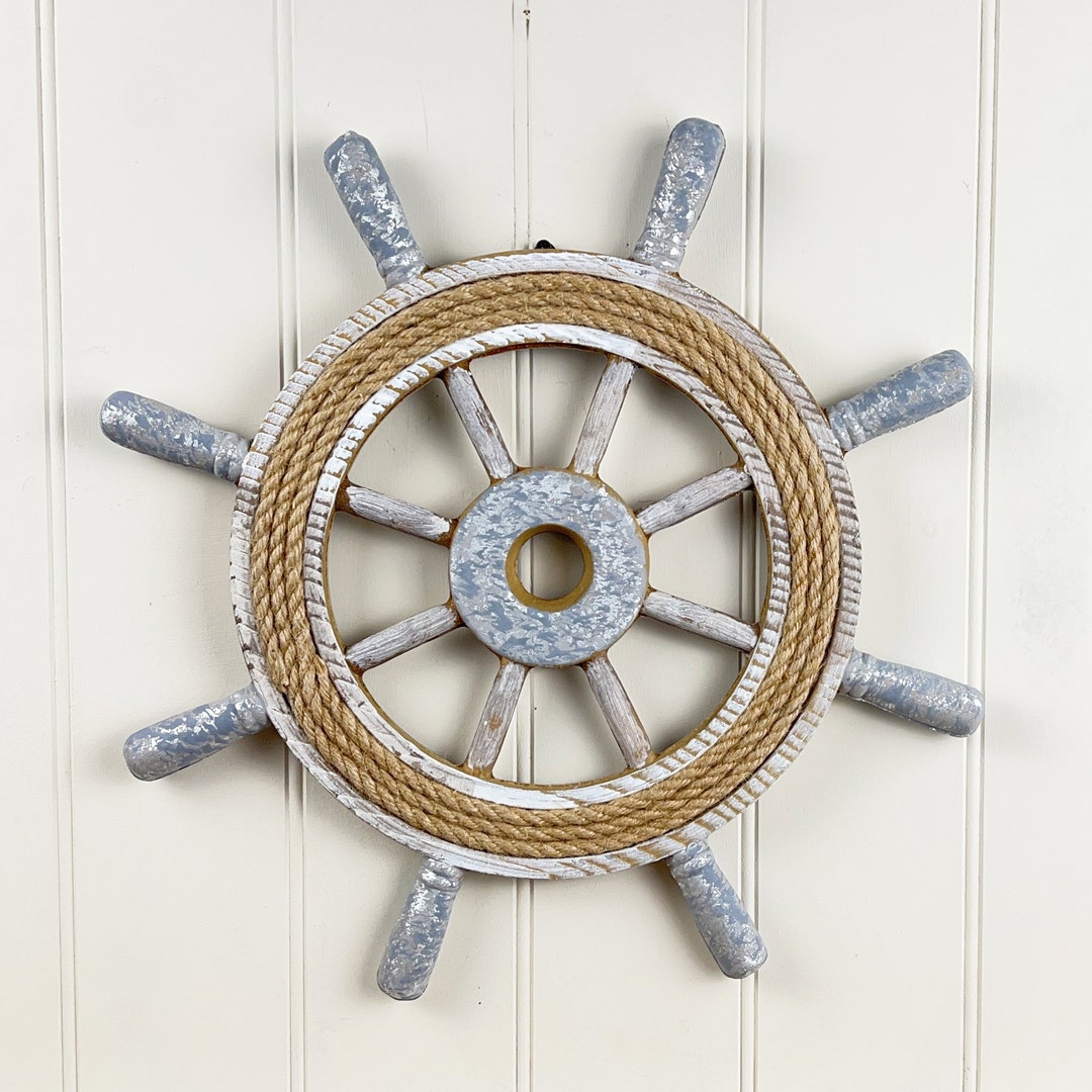 Large 40cm Rustic Ships Wheel Wall Mounted Decoration Nautical Home ...