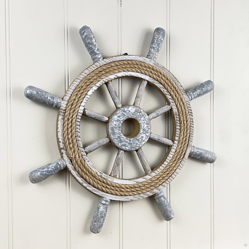 Large 40cm Rustic Ships Wheel Wall Mounted Decoration Nautical - Etsy UK